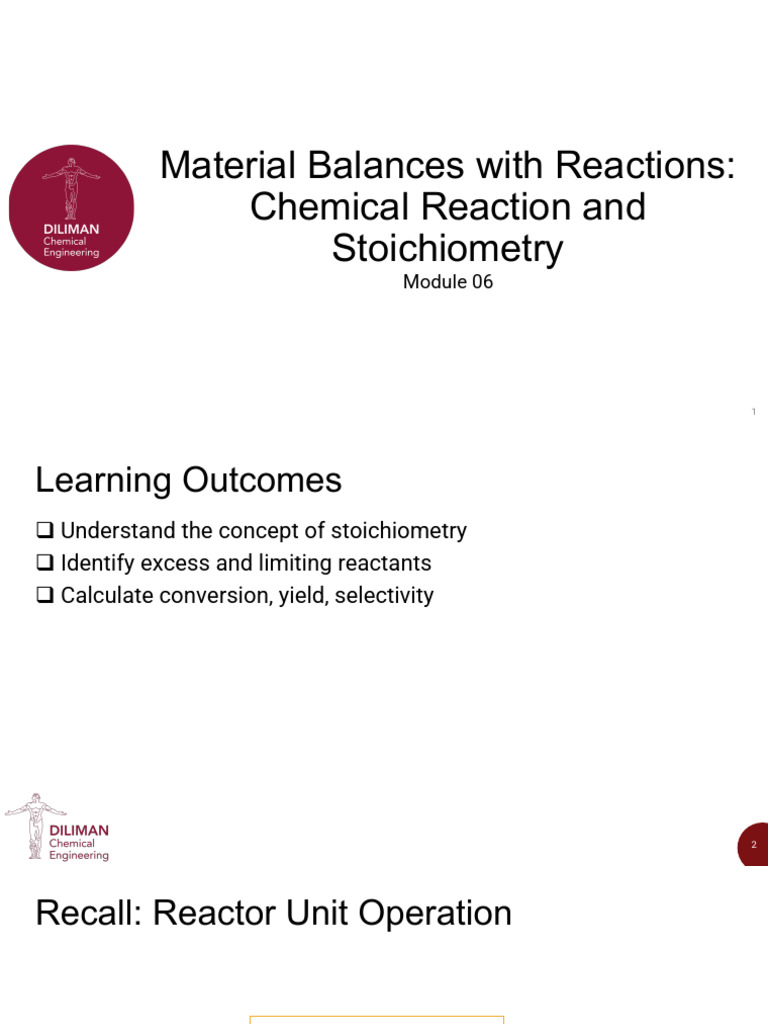 ChemE 2 Module 06 - Material Balances With Reactions A | PDF ...