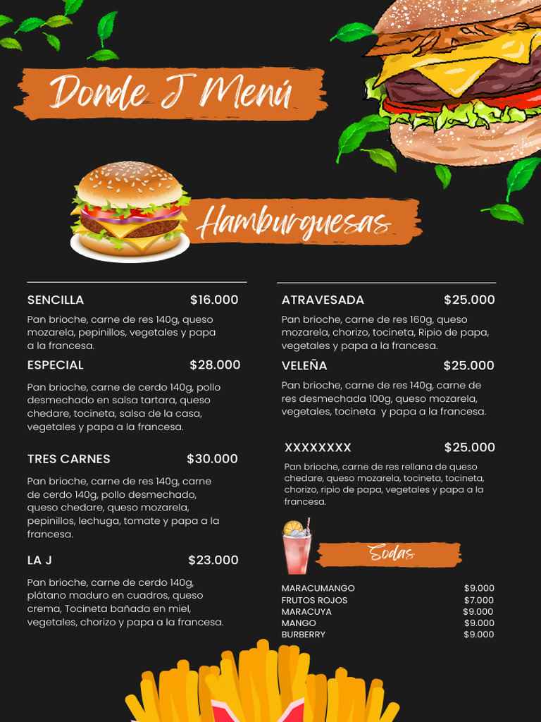 Colorful Illustration Fast Food Menu | PDF | Alimentos | Industria de ...