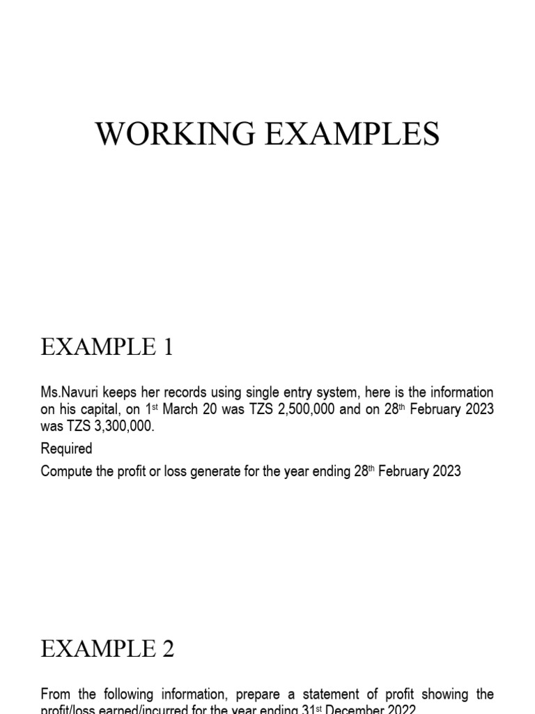 Working Examples (Single Entry) | PDF | Discounting | Balance Sheet