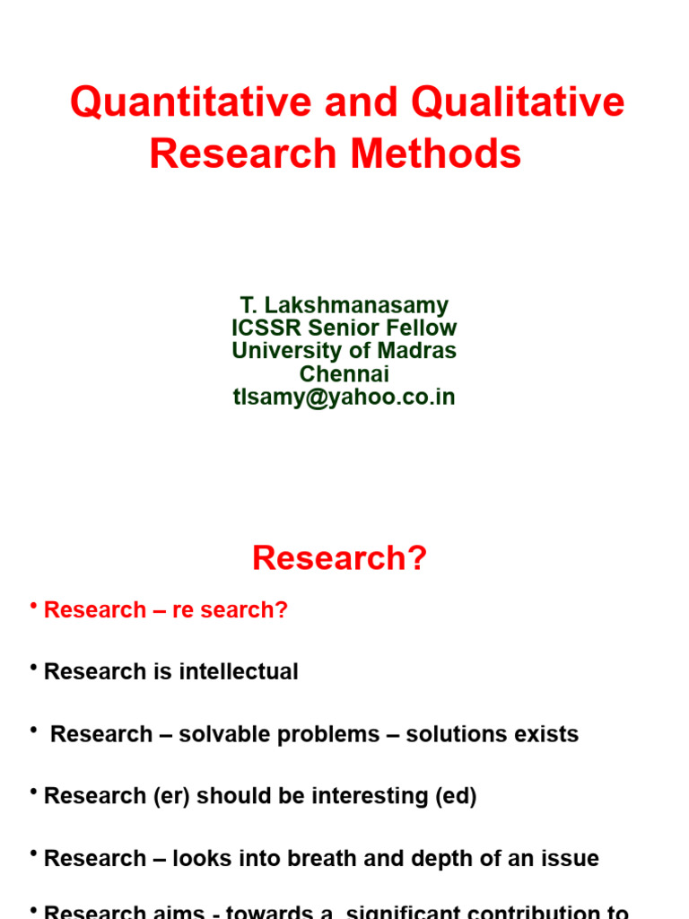 Quantitative and Qualitative Research Methods | PDF | Linear Regression ...