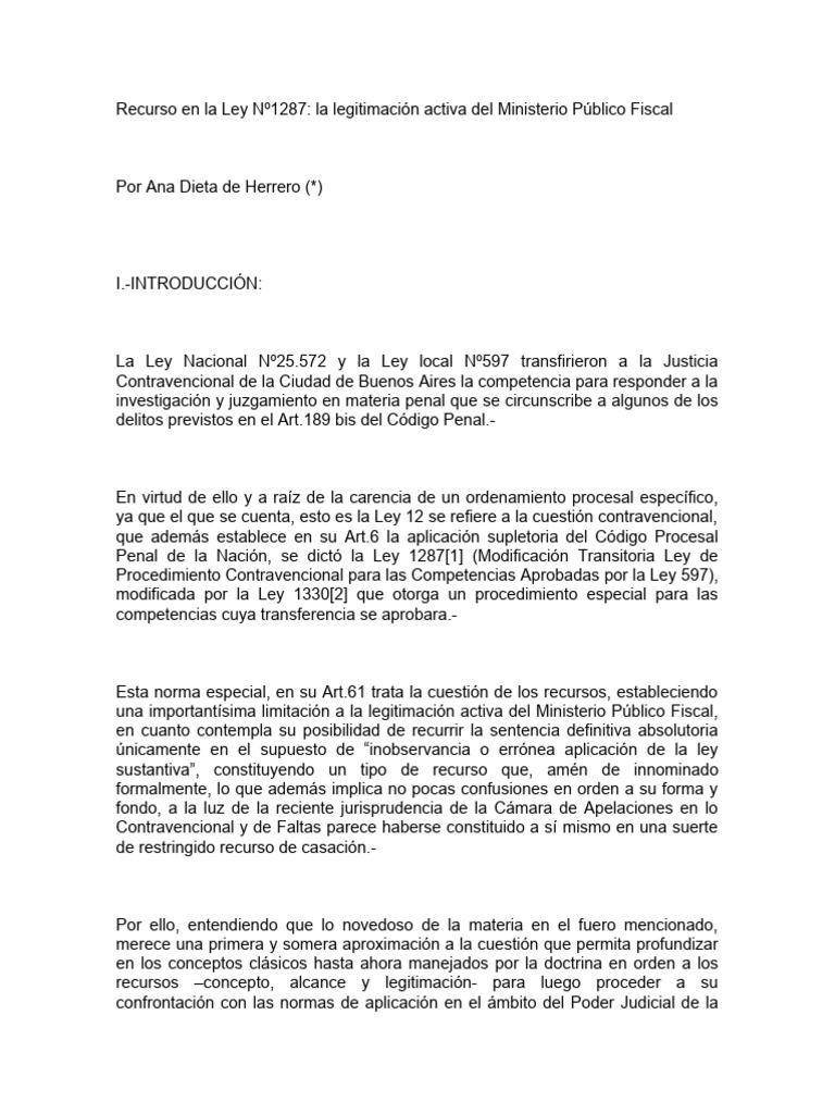 11-8-05-Recurso en La Ley N 1287-Legitimacion Activa Del Ministerio ...