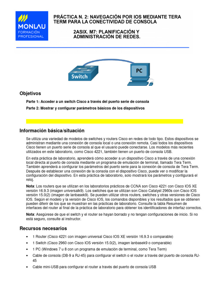 Practica - 4 - Navegar Por El IOS Mediante Tera Term | Descargar gratis PDF | Interfaz de línea ...