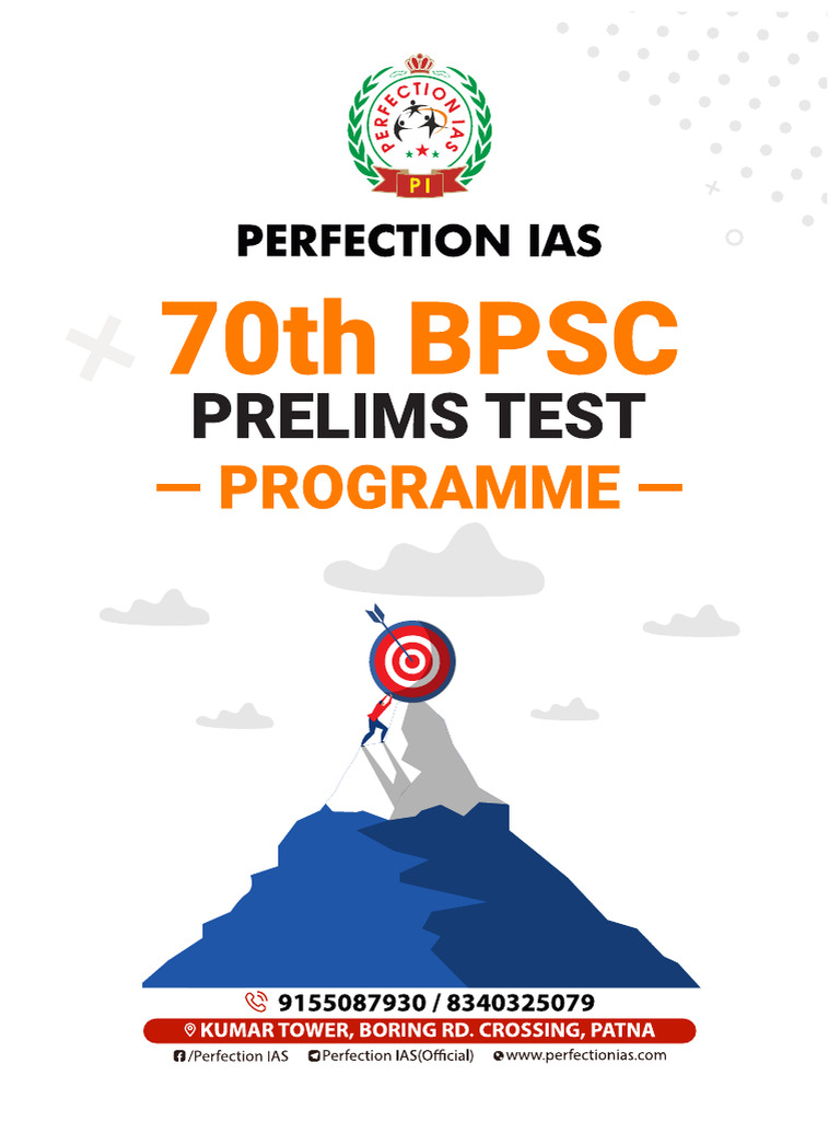 70th BPSC PRELIMS TEST SERIES (SYLLABUS ENG) | PDF | Government