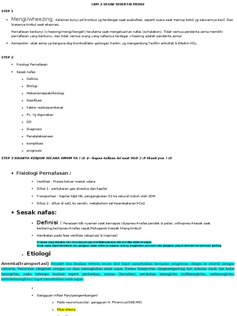 Sesak Disertai Mengi | PDF | Sains & Matematika
