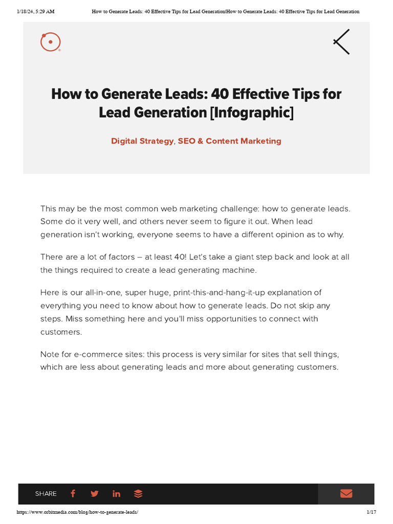 Lead Generation: 40 Essential Tips | PDF | Websites | Search Engine ...