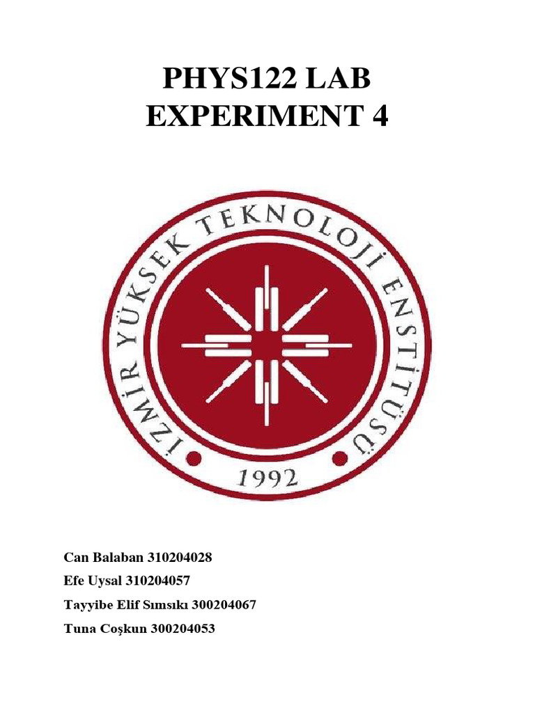 Phys122 Exp4 Can Balaban 310204028 | PDF | Electrical Network | Electrical Resistance And ...