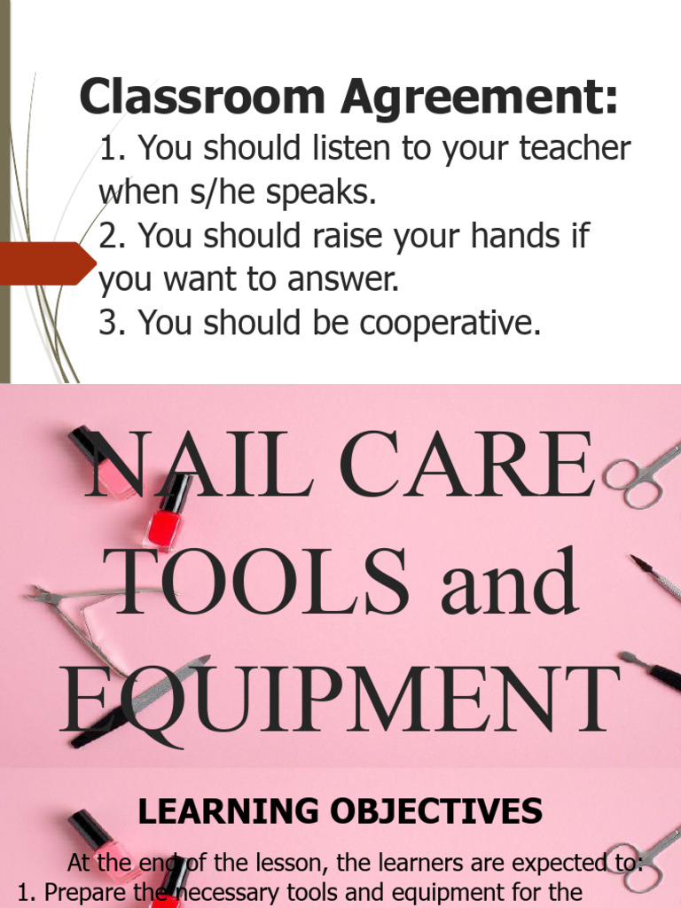 Nail Care Tools and Equipment | PDF | Nail (Anatomy) | Learning
