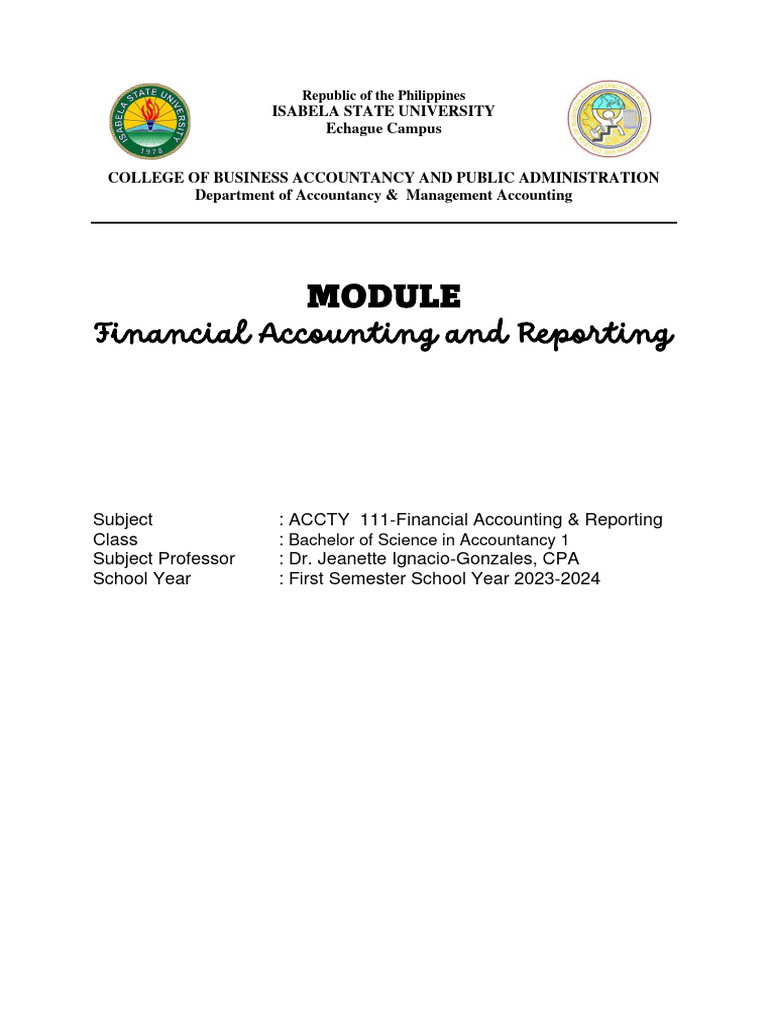 Module 1 Accounting And Its Environment Pdf Accounting Taxes