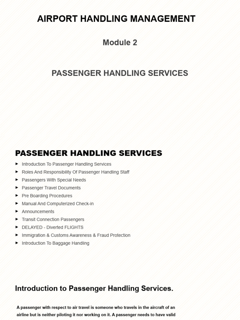 AHM - MODULE 2 Passenger Handling Services | PDF | Baggage