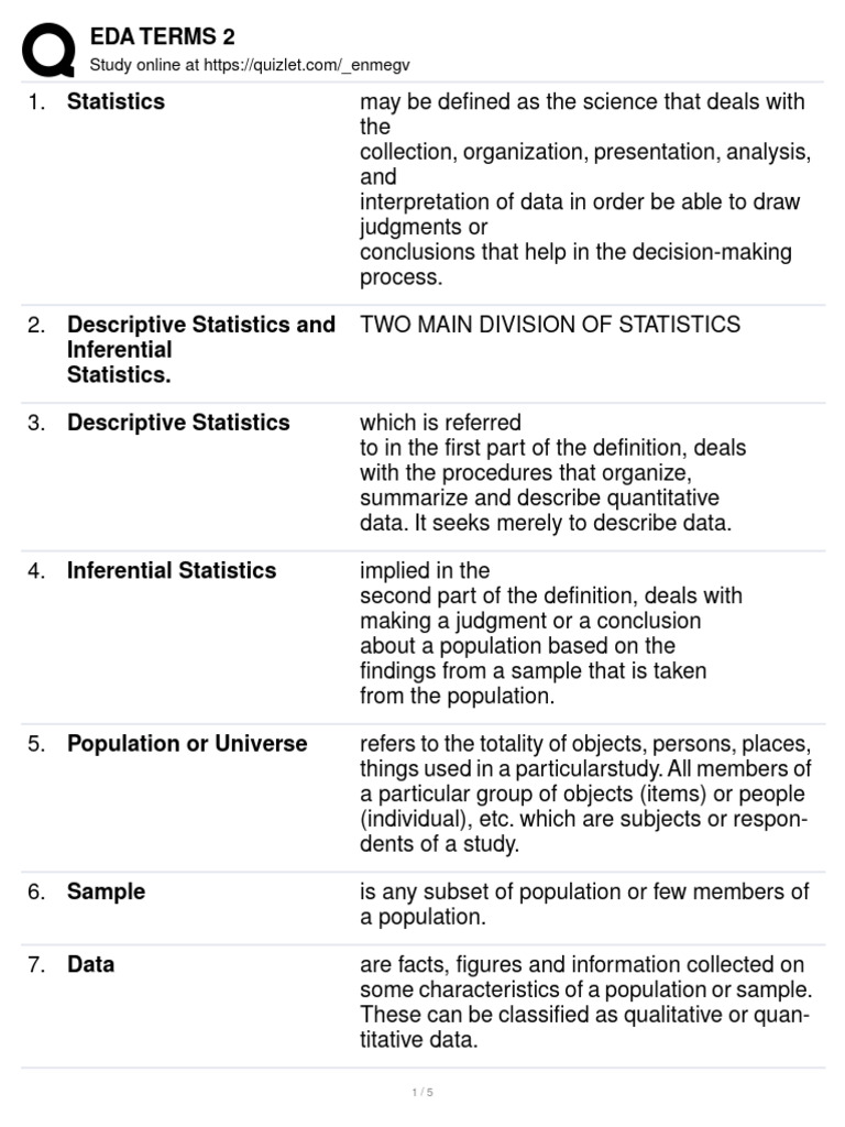 Eda Terms 2 | Download Free PDF | Sampling (Statistics) | Statistics
