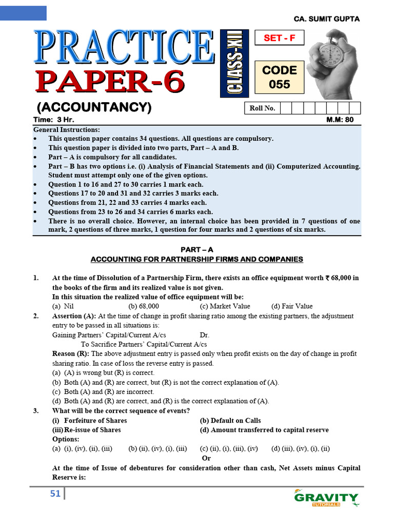 12th Sample Paper 6 | PDF | Fixed Asset | Equity (Finance)