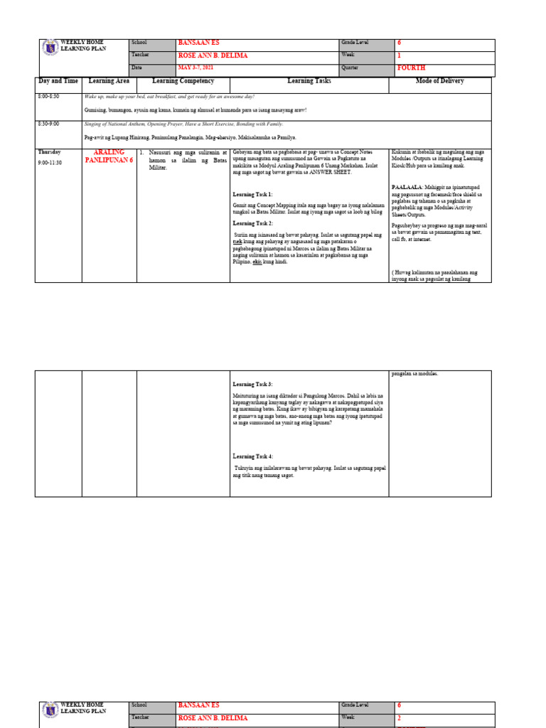 Ap6 WHLP Q4weeks1-4 | PDF