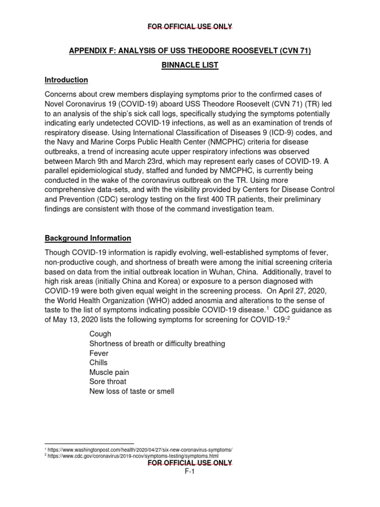 Appendix F - Analysis of Uss Theodore Roosevelt Binnacle List ...