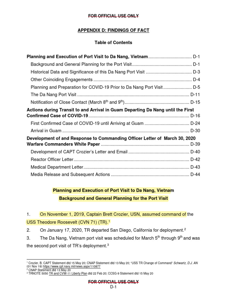 APPENDIX D - Consolidated Findings of Fact (Redacted and Released ...