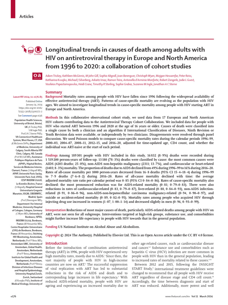 Longitudinal Trends in Causes of Death Among Adult | PDF | Hiv/Aids ...