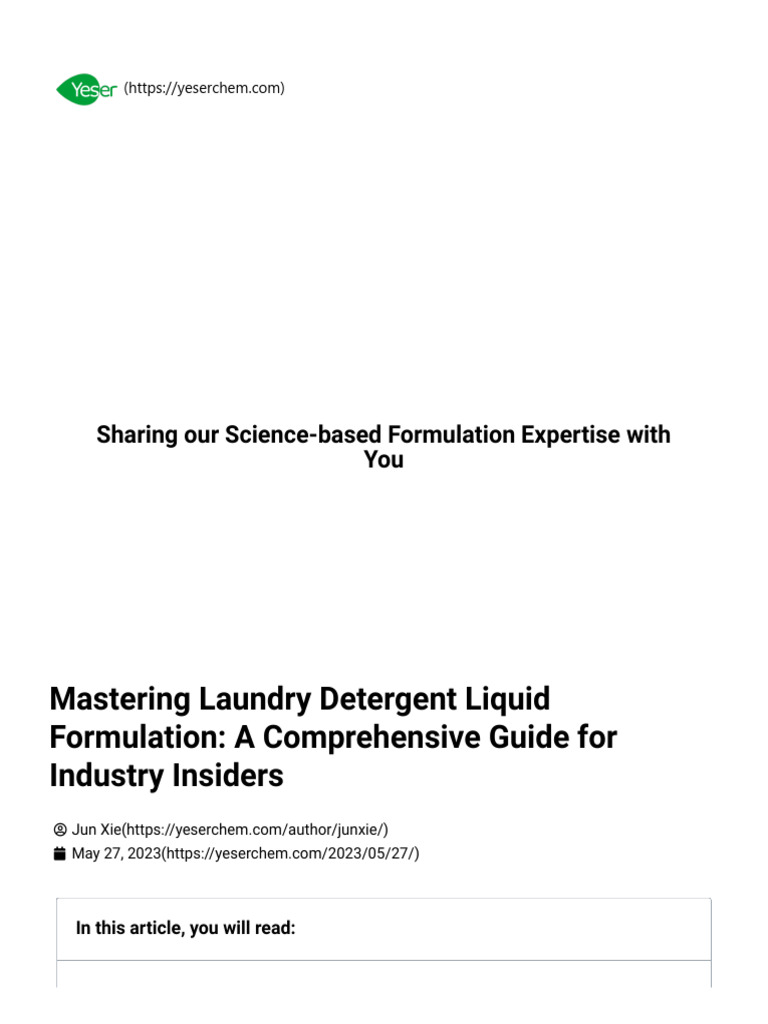 Mastering Liquid Detergent Formulation | PDF | Detergent | Surfactant