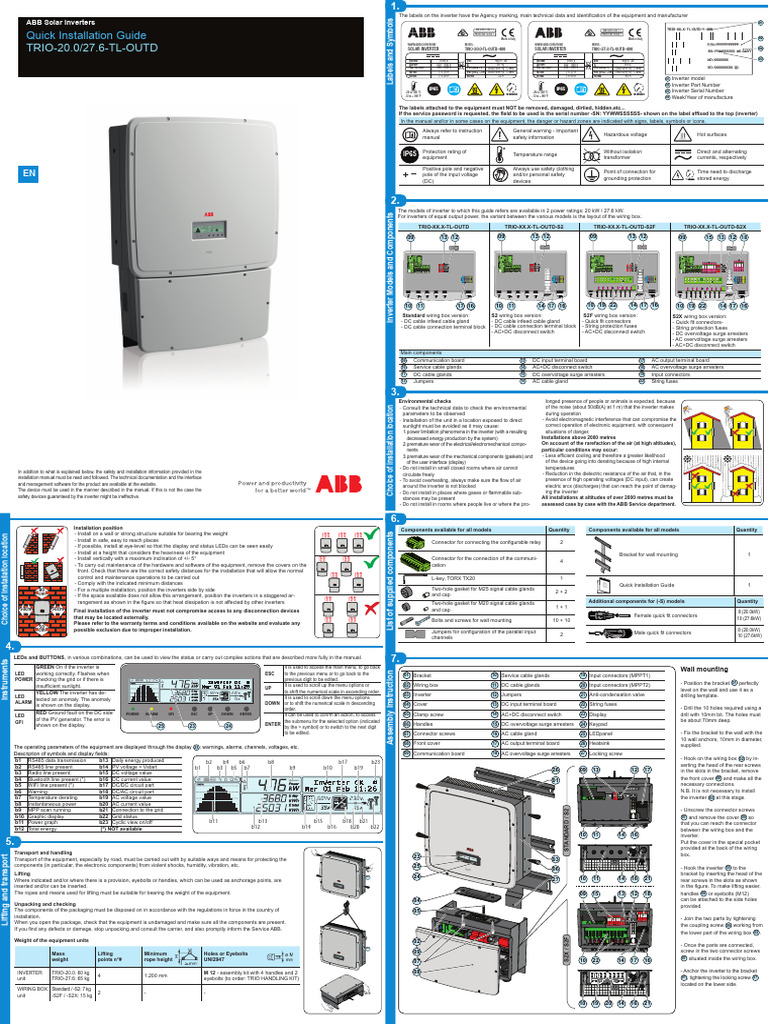 ABB TRIO 20.0 27.6 TL OUTD Quick Installation Guide | PDF | Power ...