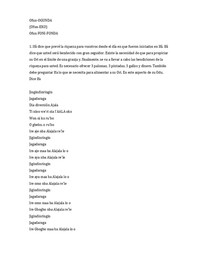 10 Ofun Ogunda 1 | PDF | Religión étnica