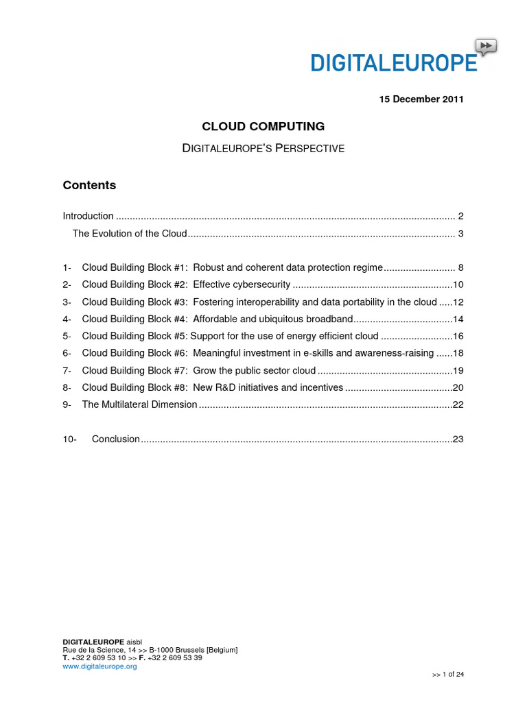 DIGITALEUROPE Cloud Computing Paper - Final | PDF | Cloud Computing ...