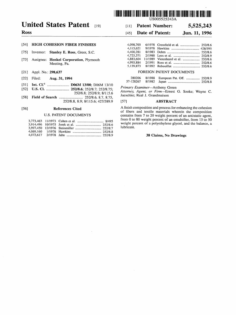 High Cohesion Fiber Finishes | PDF | Polyethylene Glycol | Yarn