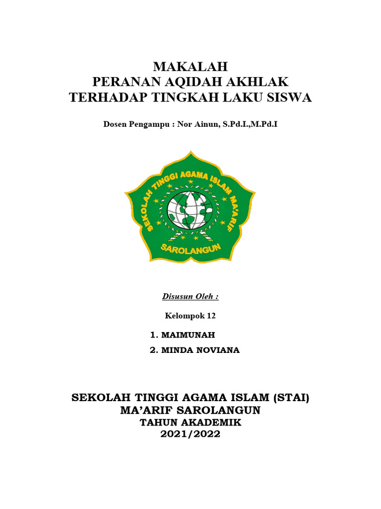 Makalah Peranan Aqidah Akhlak | PDF
