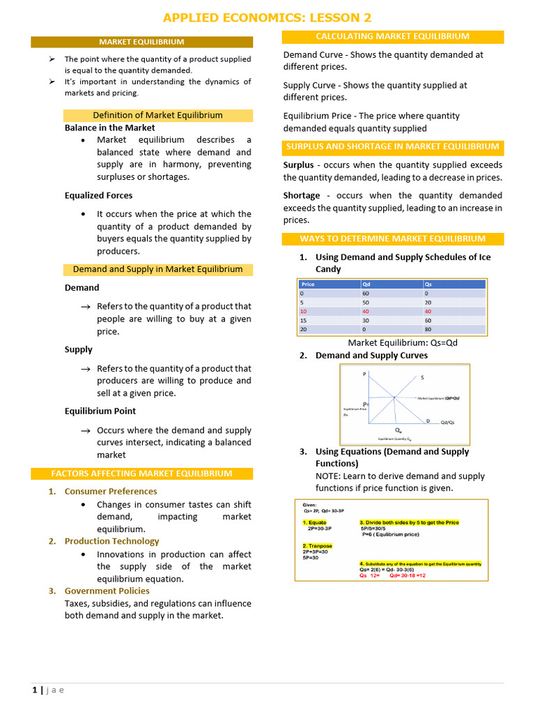 APPLIED ECON WEEK 2-Merged | PDF | Economic Equilibrium | Demand