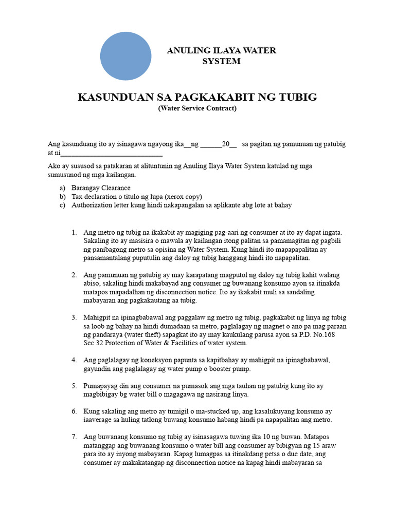 Kasunduan Patubig | PDF