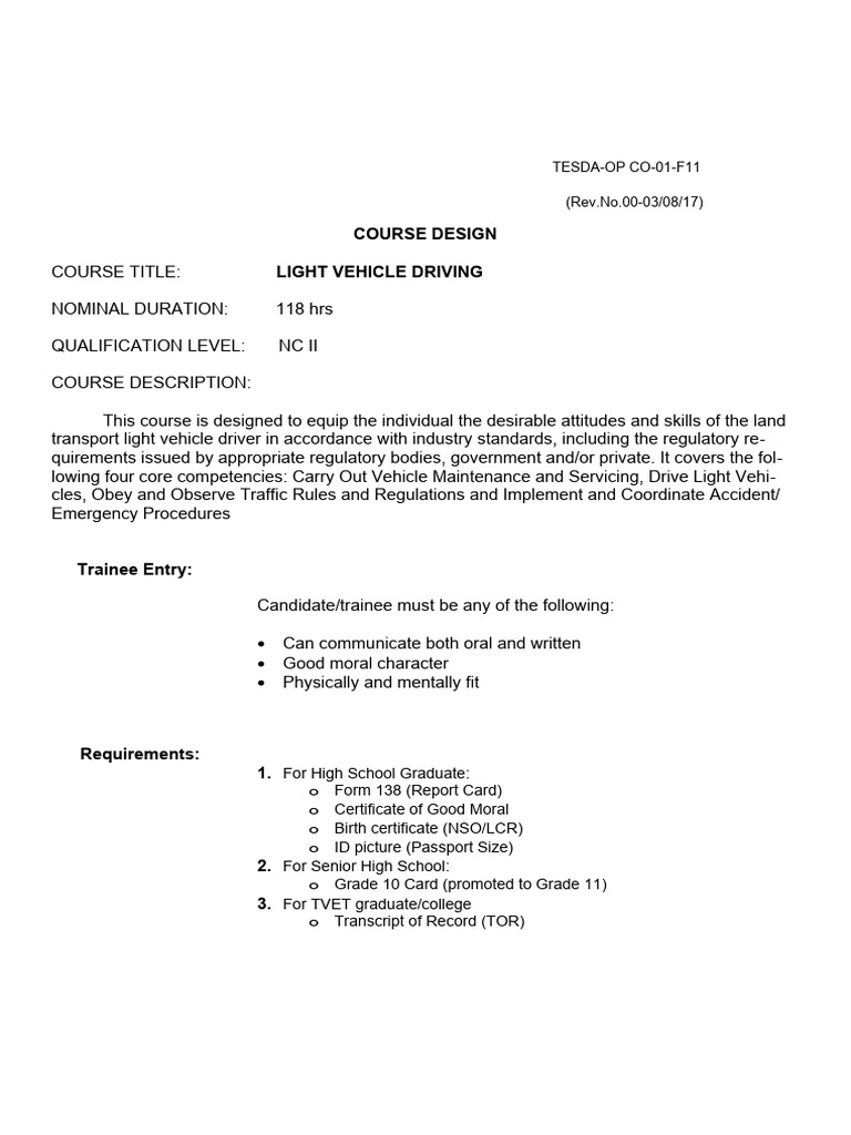 Driving NC Ii-Cbc | PDF | Occupational Safety And Health | Risk