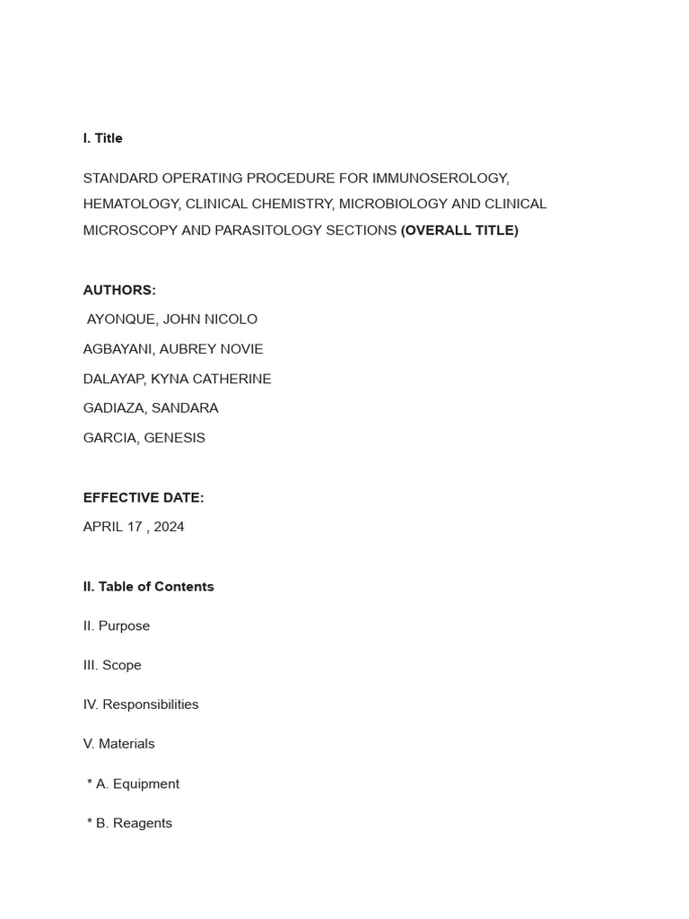 Lab SOP for Hematology & More | PDF | Blood Transfusion | Blood Type