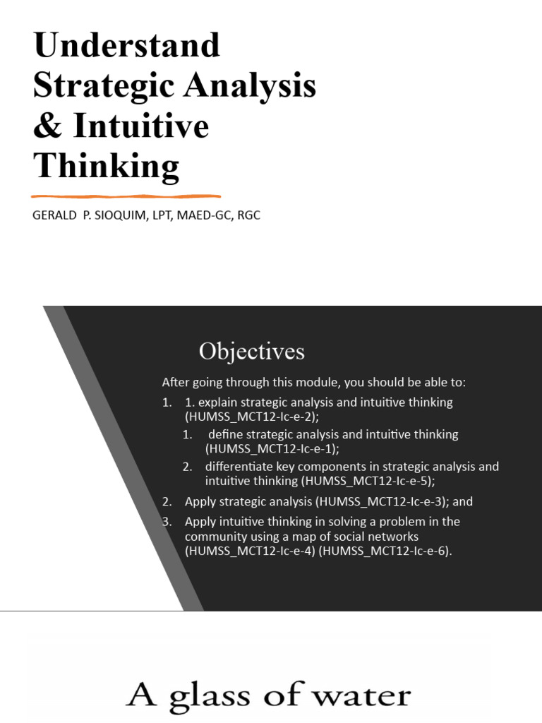 Lesson 4 - Understand Strategic Analysis - Intuitive Thinking | PDF | Thought | Decision Making