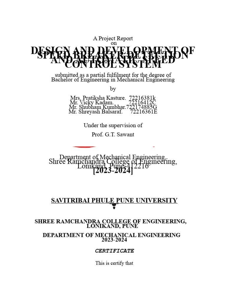 Automatic Speed Breaker Detection Final Report Pdf Applied And Interdisciplinary Physics