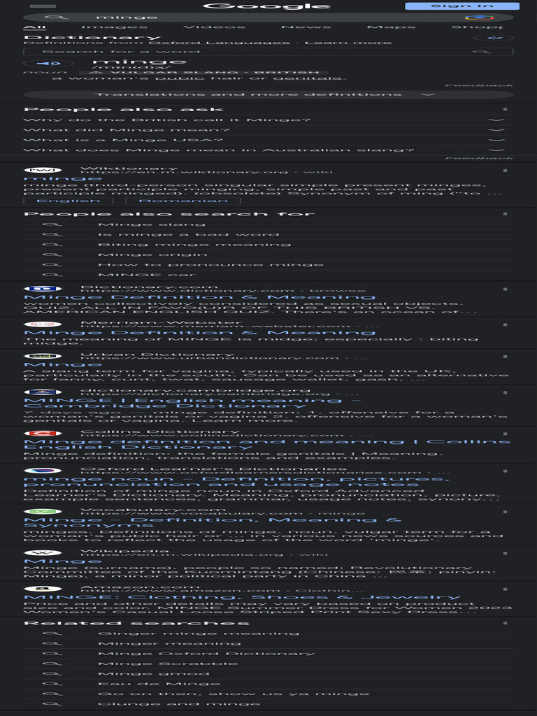 British Slang: Understanding "Minge" | PDF | English Language | Dictionary