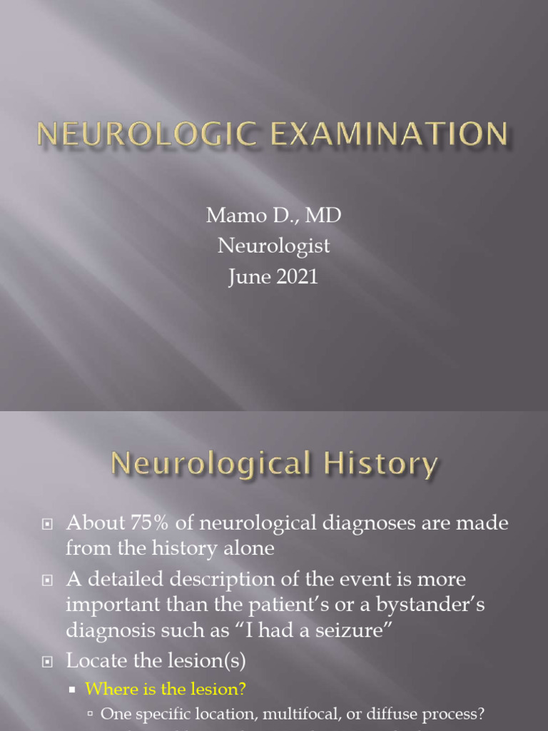 Neurologic Exam June 2021 | PDF | Anatomical Terms Of Motion | Aphasia
