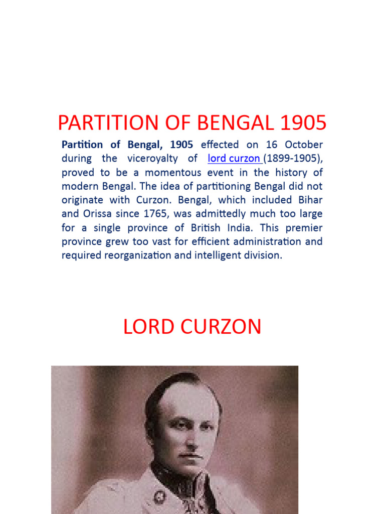 19 PARTITION OF BENGAL 1905, 2024 His | PDF | Bengal | Partition Of India