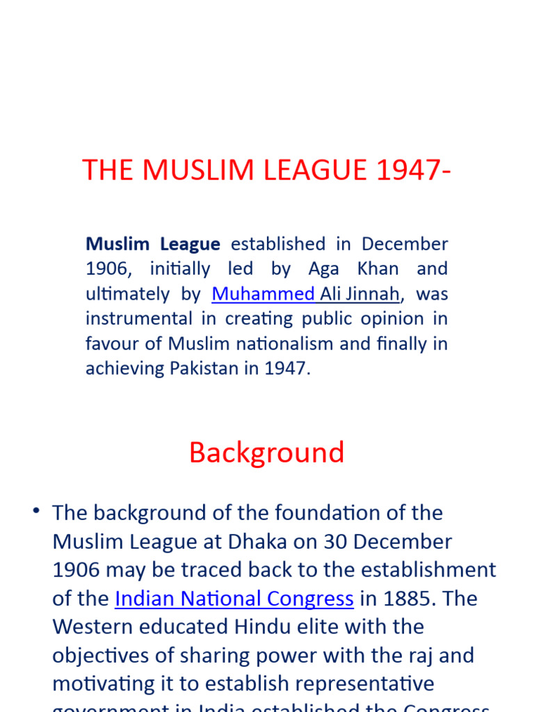6 The Muslim League 1906 - 1947 | PDF | All India Muslim League | Bengal