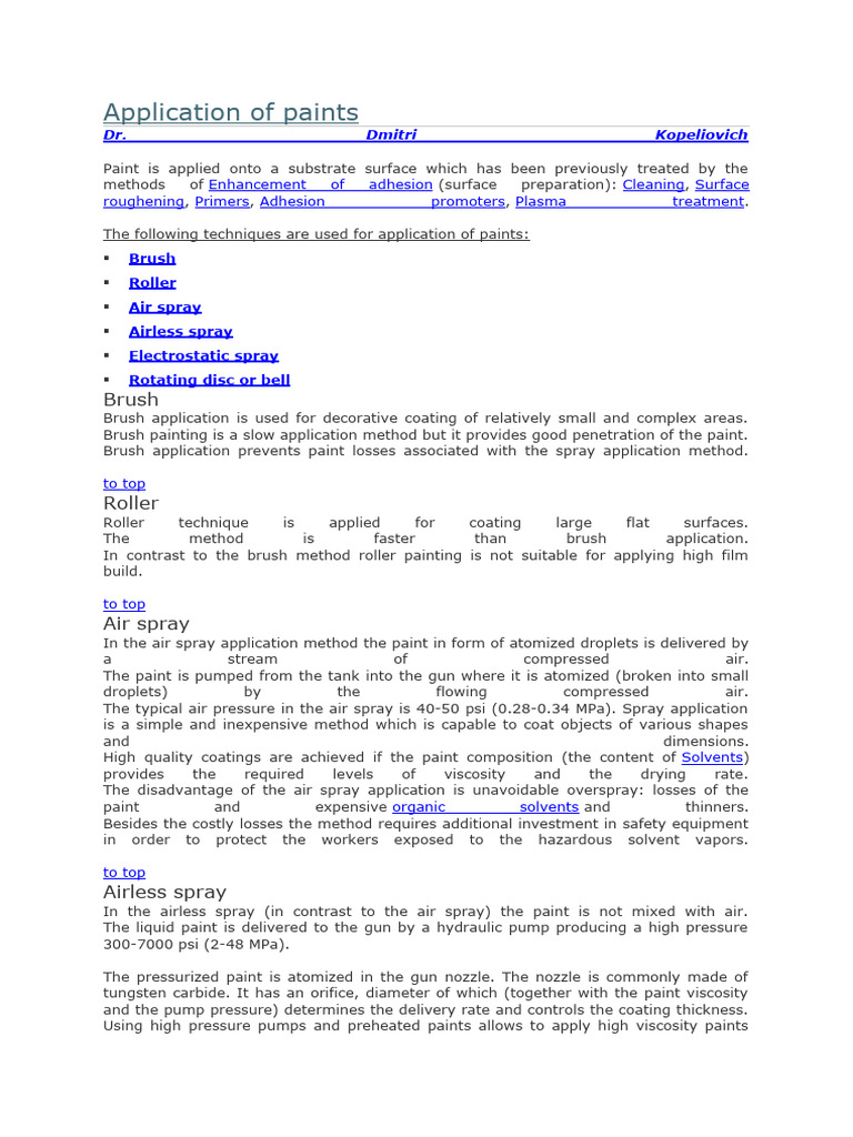 Methods of Application of Paints | PDF | Paint | Materials