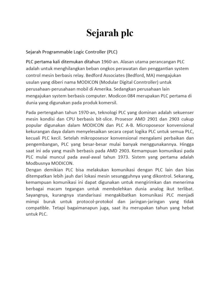 Sejarah plc dan blok diagram | PDF