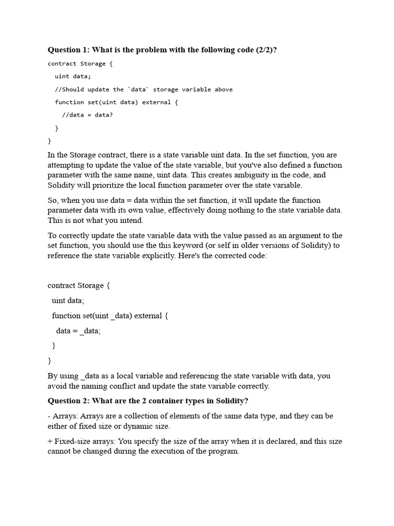 Solidity Code Issues and Data Structures | PDF | Boolean Data Type ...