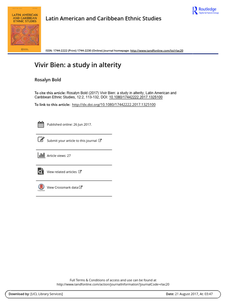 Vivir Bien: A Study in Alterity | PDF | Bolivia | Capitalism