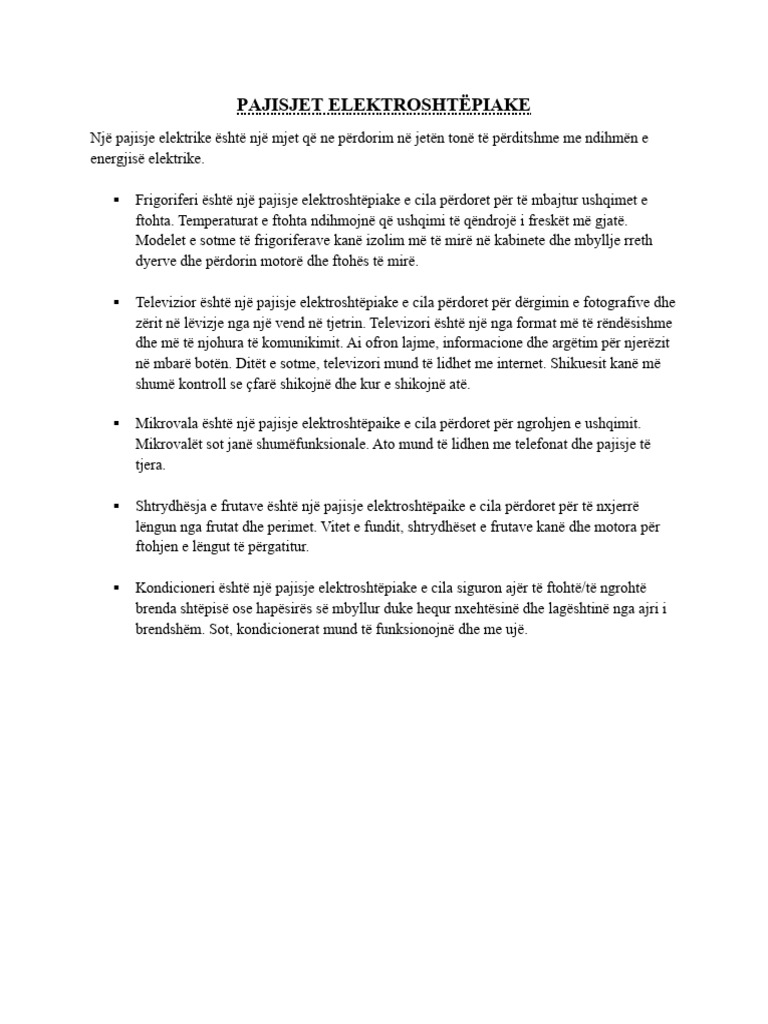 Pajisjet Elektroshtëpiake | PDF