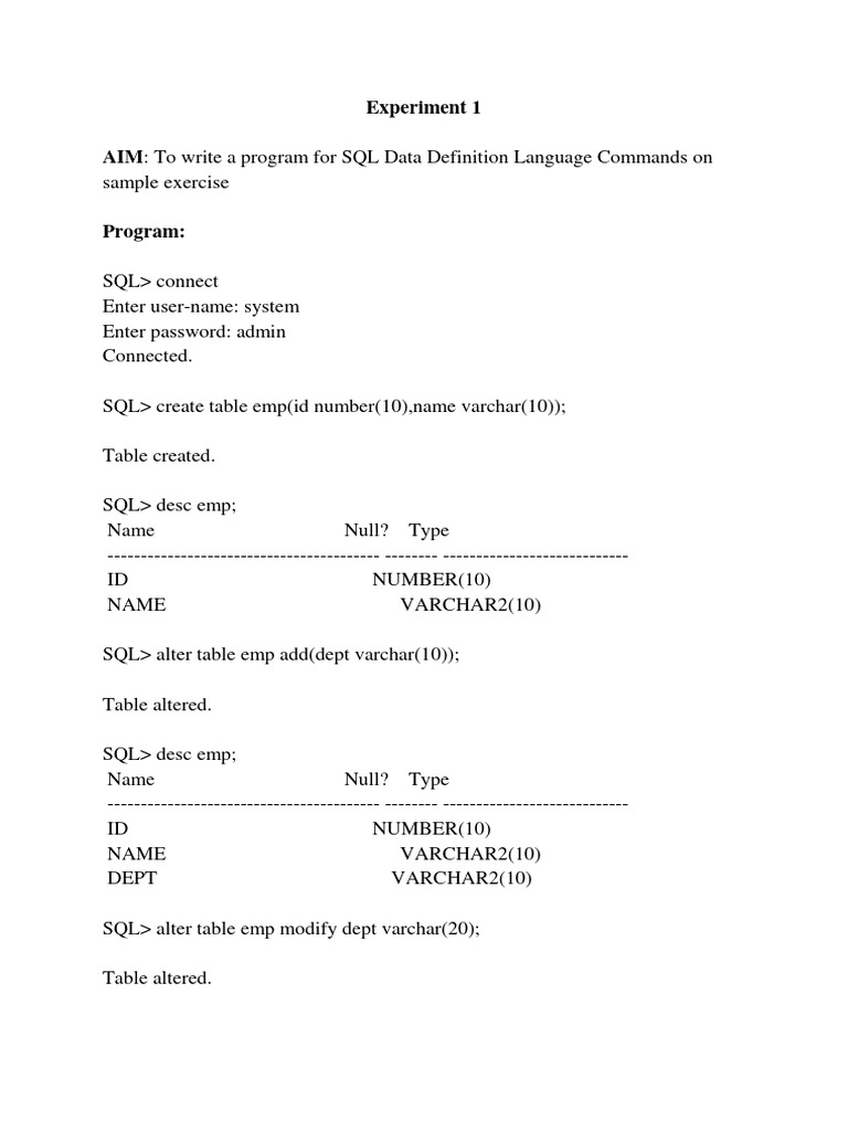 DBMS EXP LAB Manual | PDF | Databases | Pl/Sql DBMS EXP LAB Manual | PDF | Databases | Pl/Sql