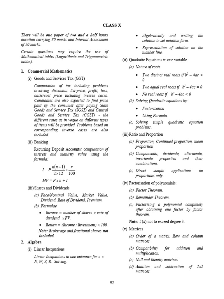 12.-ICSE-Mathematics 25 Removed | PDF | Litre | Algebra