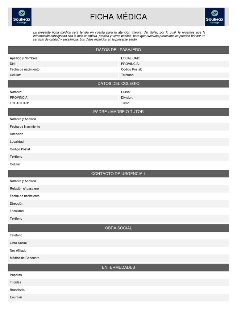 2021 - Ficha Medica (ok) | PDF | Alergia | Sarampión