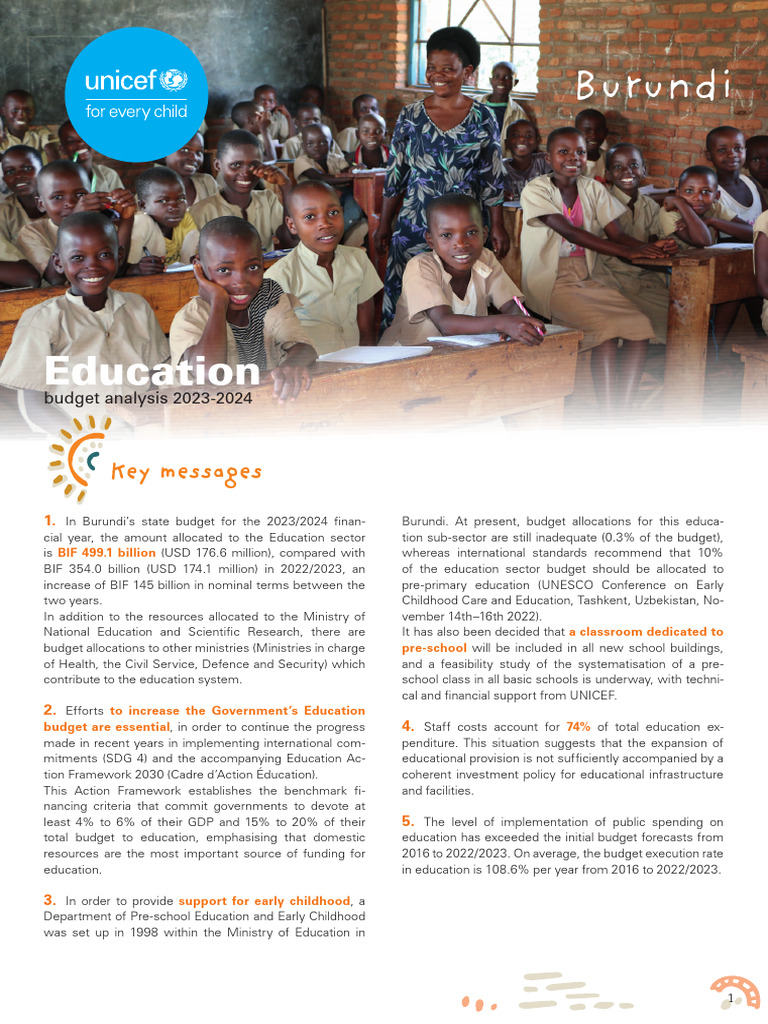 Unicef Education Report Bdi 2023-2024 | PDF | Economies