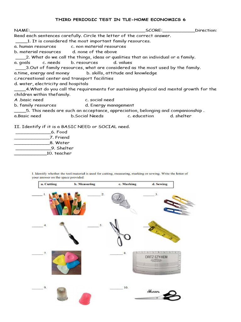 Summative Test Epp6 Home Economics | Download Free PDF | Food ...