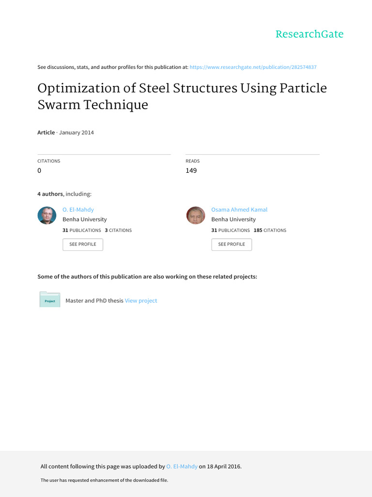 OptimizationofSteelStructuresUsingParticleSwarmTechnique | PDF | Mathematical Optimization ...