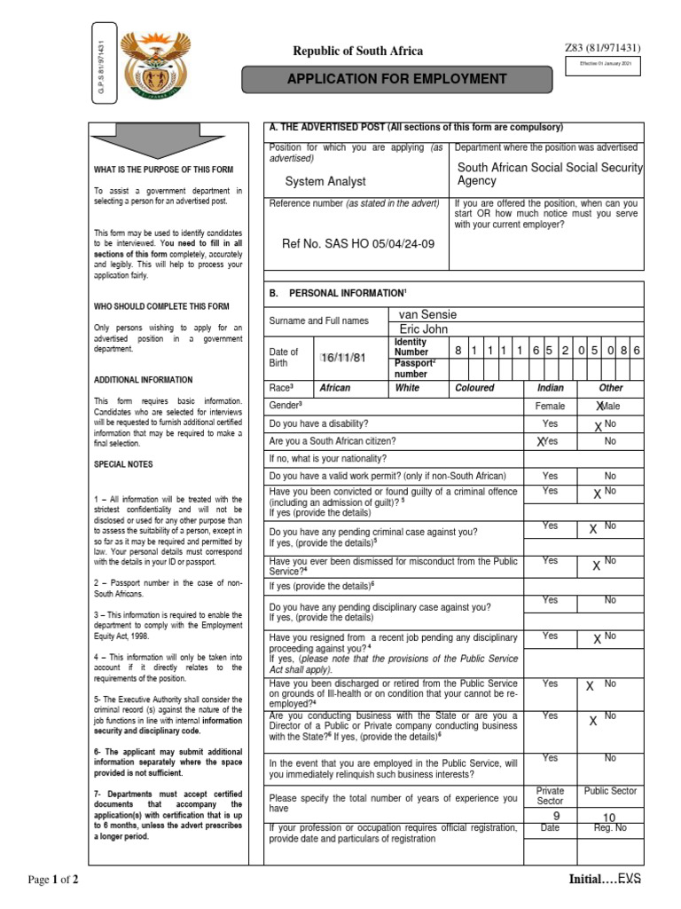 Approved New Z83 Form Gazetted 6 Nov 2020 | PDF | Government | Justice