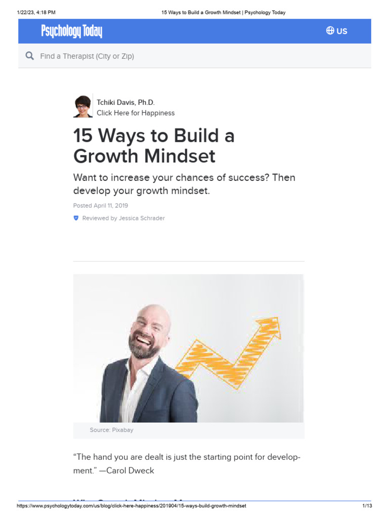 15 Ways To Build A Growth Mindset - Psychology Today | PDF | Mindset ...