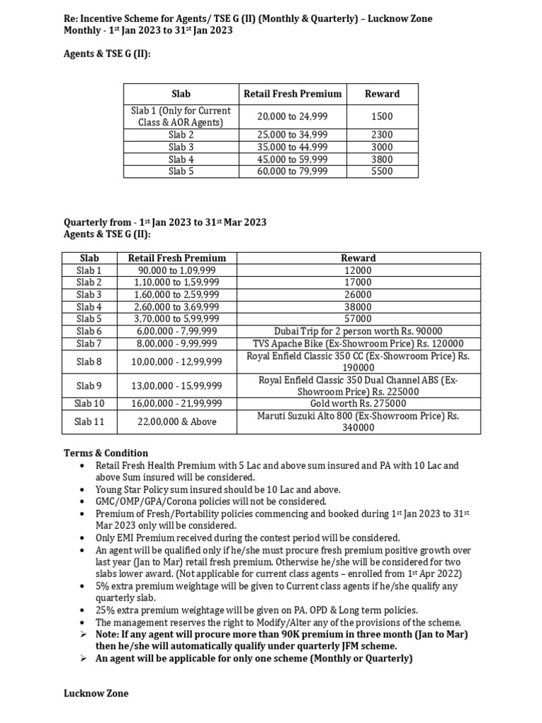 JFM Scheme For Agents | Download Free PDF | Motor Vehicle