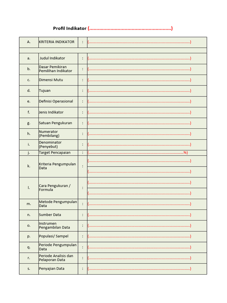 Form Indikator Mutu | PDF